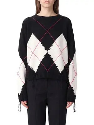 Pinko Argyle Wool & Cashmere Jumper With Fringe - Black
