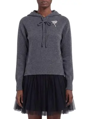 Simone Rocha Embellished Drawstring Hoodie - Grey
