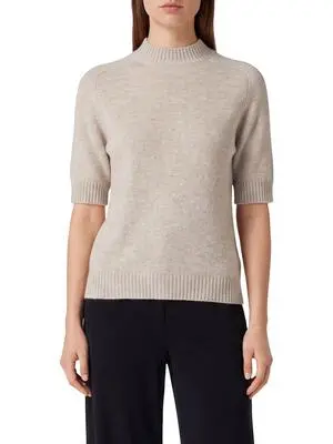 Loulou De Saison Ribbed Knit Mock Neck Sweater - Beige