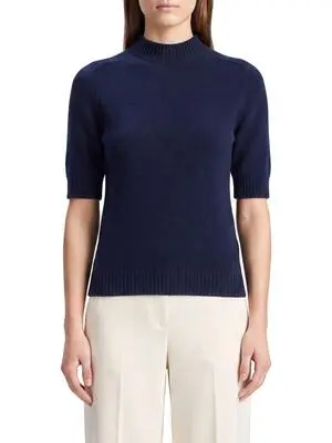 Loulou De Saison Ribbed Knit Mock Neck Sweater - Blue