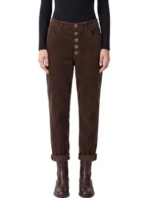 DONDUP Koons Straight Cropped Velvet Jeans - Brown