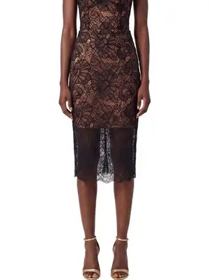 ROTATE BY BIRGER CHRISTENSEN Recycled Lace Midi Pencil Skirt With High-waisted Design