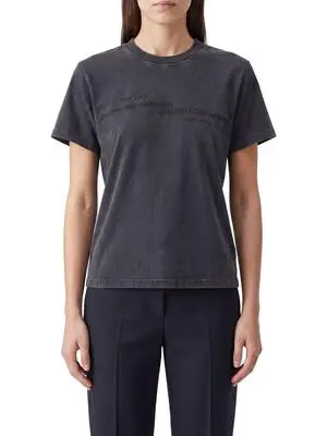 Alexander Wang Slim Fit Cotton T-shirt With Printed Logo And Short Sleeves - Black