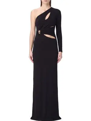 ELISABETTA FRANCHI One-shoulder Long Evening Gown In Crêpe With Cut-out Details