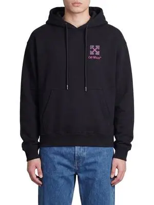 Off-White Relaxed Fit Arrow Logo Cotton Hoodie - Black