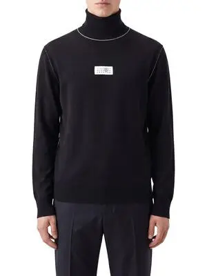 MAISON MARGIELA Slim Fit Virgin Wool Blend Turtleneck Jumper - Black