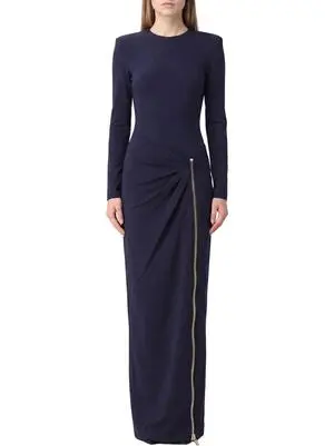 Balmain Padded-shoulder Long-sleeved Jersey Sheath Gown - Black