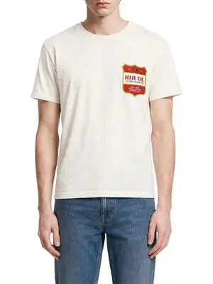 Rhude Cotton T-shirt With Logo Crest And Dropped Shoulders White
