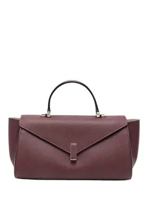 VALEXTRA Iside Grained Calf Leather Top Handle Bag With Shoulder Strap - Brown