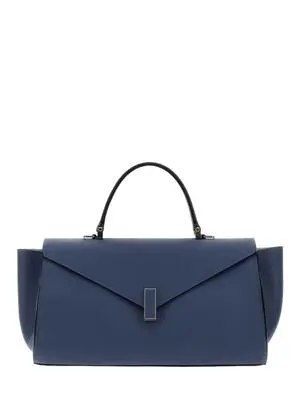 VALEXTRA Valextra Iside Grained Calf Leather Top Handle Bag With Shoulder Strap Sapphire