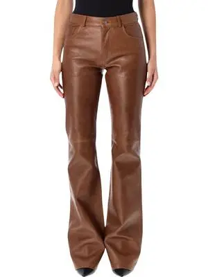 HAIKURE Haikure Flora Mid-Rise Flared Calfskin Leather Trousers