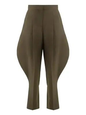 Fendi Wool And Mohair High-waisted Palazzo Trousers - Green