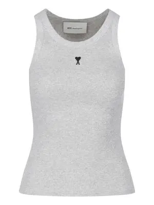 AMI AMI Stretch Cotton Logo Tank Top