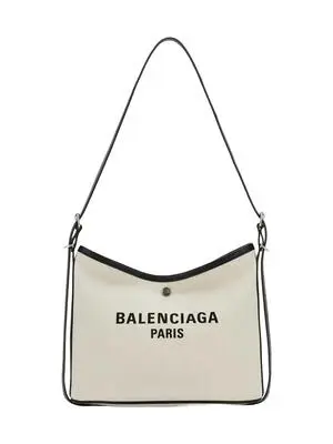 Balenciaga Logo-print Canvas Shoulder Handbag - Natblack