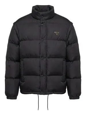 Prada Quilted Down Jacket With Stand Collar - Nero