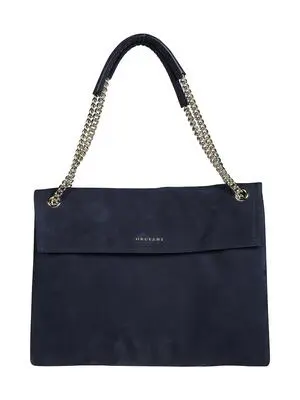 Orciani Orciani Venus Mini Crossbody Midi Shoulder Bag In Nappa Suede Blu