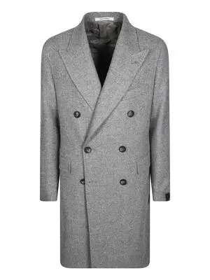 Tagliatore Double-breasted Unlined Overcoat With Notched Lapel - Grigio