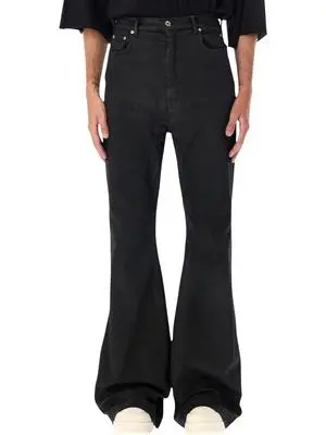 Rick Owens High-waist Flared Leg Coated Denim Jeans - Black Wax