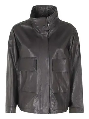 Emporio Armani Leather Blouson Jacket - Brown