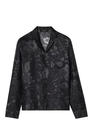 Gucci Gucci Black Silk Twill Bowling Shirt With Print Men Black