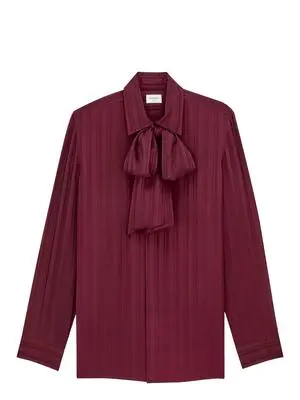 Saint Laurent Saint Laurent Women Cassandre Lavalliere Striped Silk Jacquard Shirt Multicolor