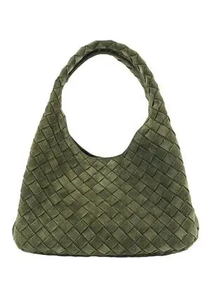 Bottega Veneta Campana Intrecciato Suede Shoulder Bag - Multicolor