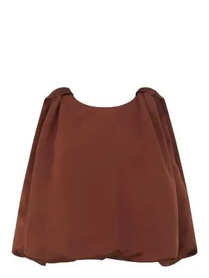 HARRIS TAPPER Satin Faille Knot Detail Top - Brown