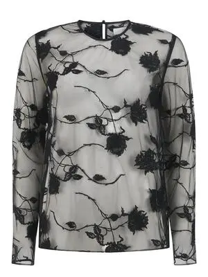 HARRIS TAPPER Frances Rose Tulle Blouse - Black