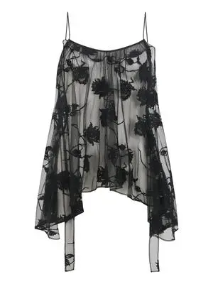 HARRIS TAPPER Park Rose Tulle Top - Black