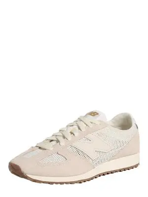 NEW BALANCE Suede And Mesh Lace-up Sneakers - Beige/white