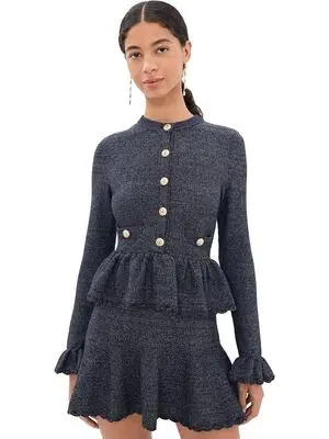 SELF-PORTRAIT Textured Knit Mini Dress - Navy