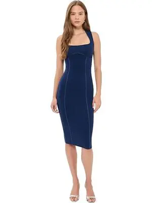 FLEUR DU MAL Cotton Scoop Neck Dress - Midnight Navy