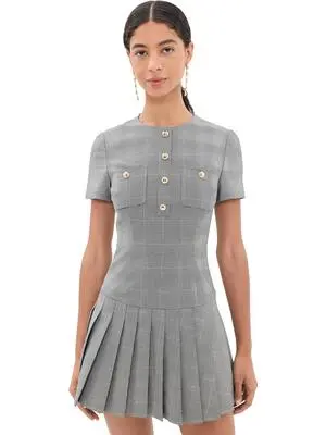 SELF-PORTRAIT Pleated Mini Dress - Grey
