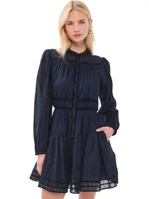 Ulla Johnson Lumi Long Sleeve Cotton Mini Dress - Nightfall