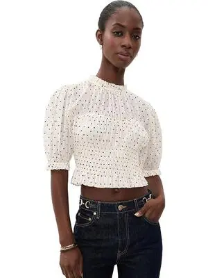 Ulla Johnson Rae Short Sleeve Cotton Top - Blanc