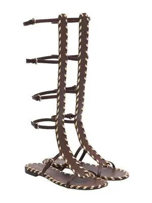 GIANVITO ROSSI Zaira Leather Gladiator Sandals - Brown