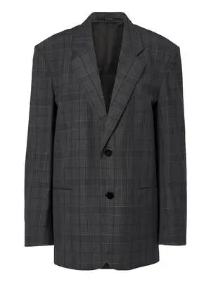 Gucci Oversized Checked Wool Blazer - Grey