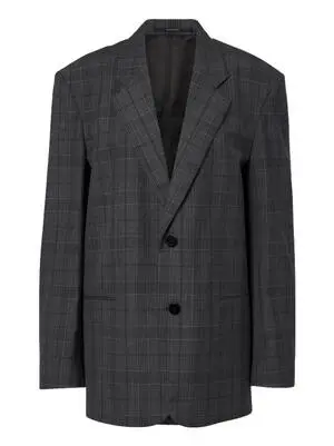 Gucci Oversized Checked Wool Blazer - Grey