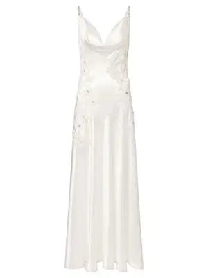LA FUORI La Fuori Embellished Embroidered Silk Gown