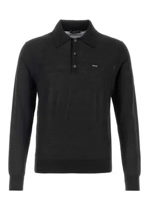 Prada Long Sleeve Polo Sweater - Black