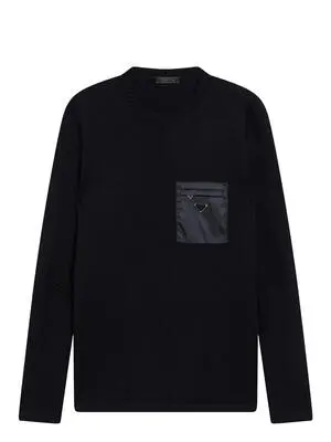 Prada PRADA Ribbed Knit Sweater With Pocket Detail Blue