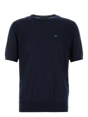 Prada Virgin Wool Crew Neck Sweater - Blue