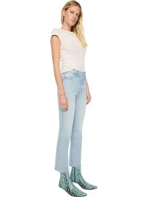 MOTHER The Hustler Flood Fray Jeans - Light Blue