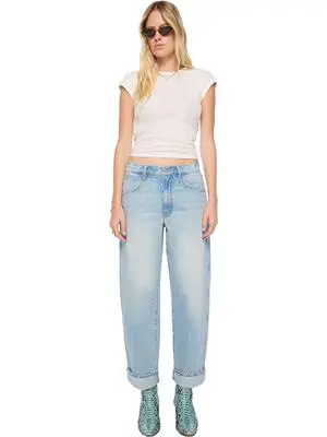 MOTHER The Delinquent Ankle Cuff Jeans - Light Blue