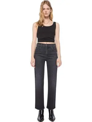 MOTHER Petites The Lil Rambler Zip Sneak Riding Milkyway Jeans - Black