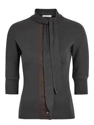LEMAIRE Ascot Ribbed Cotton-blend T-shirt - Anthracite