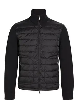 Moncler Padded Knit And Nylon Jacket - Black