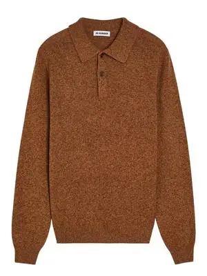 JIL SANDER Wool And Cashmere-blend Polo Jumper - Orange