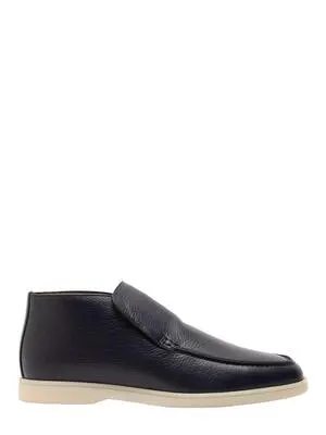 AURELIEN Grained Leather Loafers - Navy