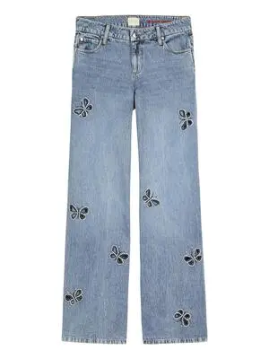 Alice + Olivia Amazing Embellished Wide-leg Jeans - Blue